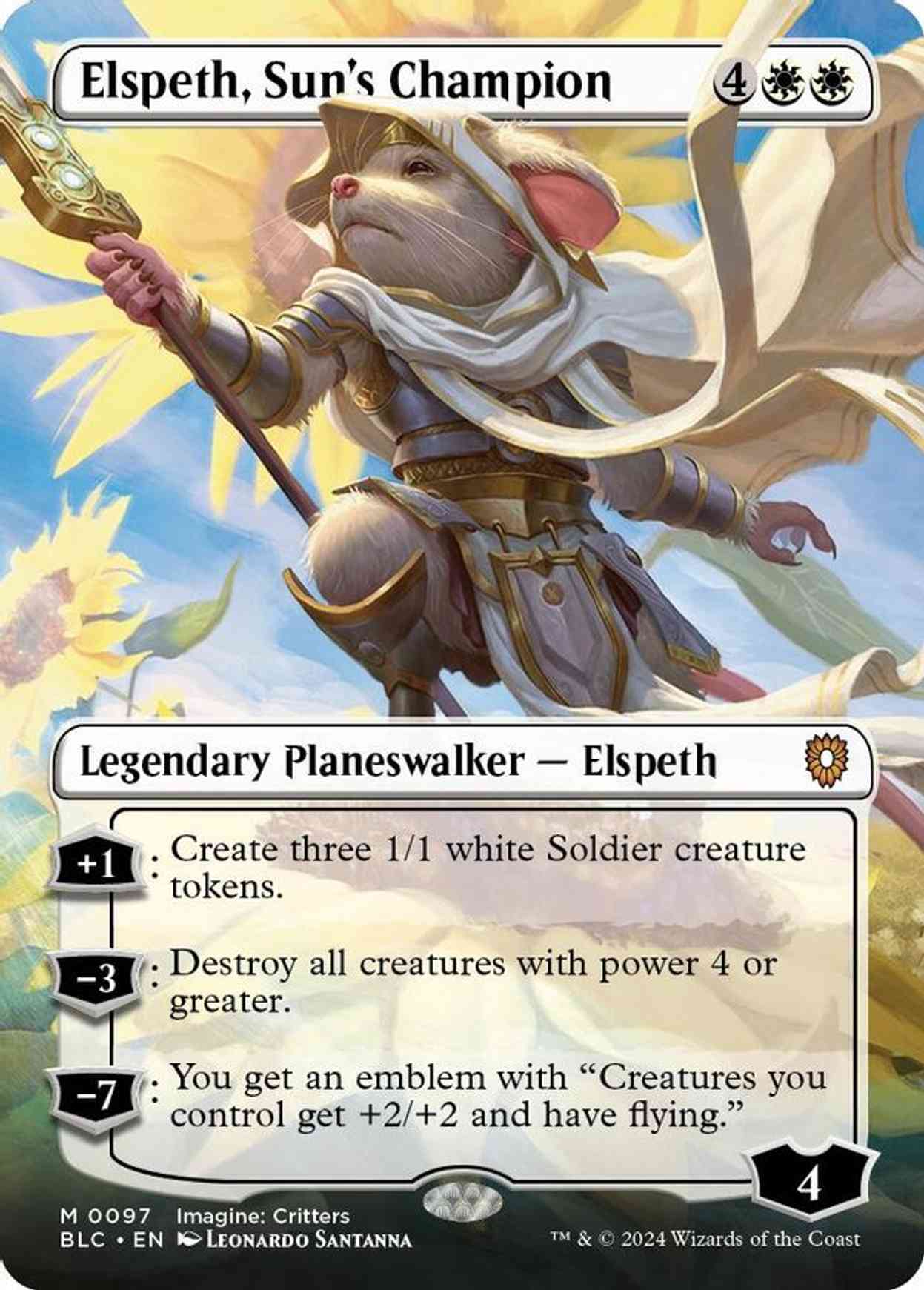 Elspeth, Suns Champion (Borderless) Price from mtg Bloomburrow Commander Elspeth, Suns Champion (Borderless) Price from mtg Bloomburrow Commander