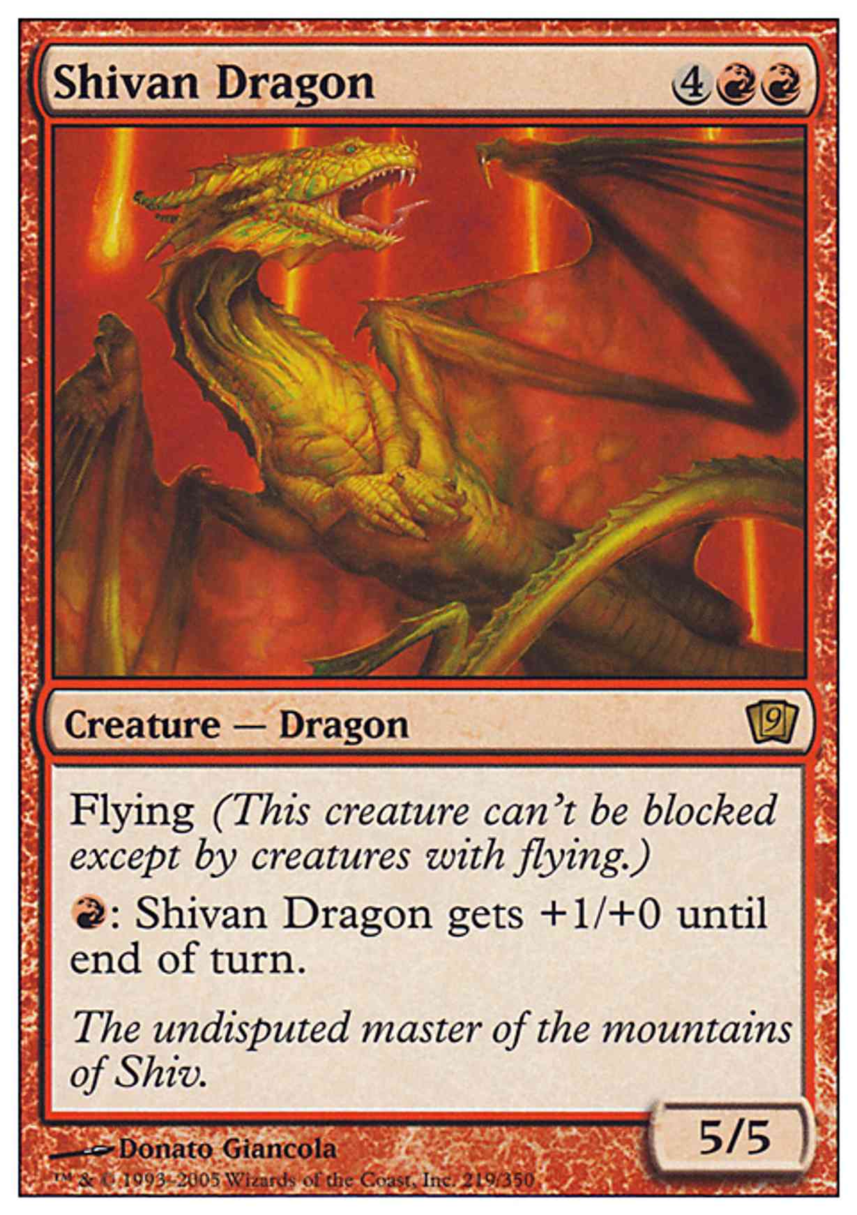 Shivan Dragon Price from mtg Ninth Edition
